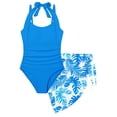 Byoo Girls Halter Bikini Swimsuit with Leaf Printed Wrap Skirt Two ...