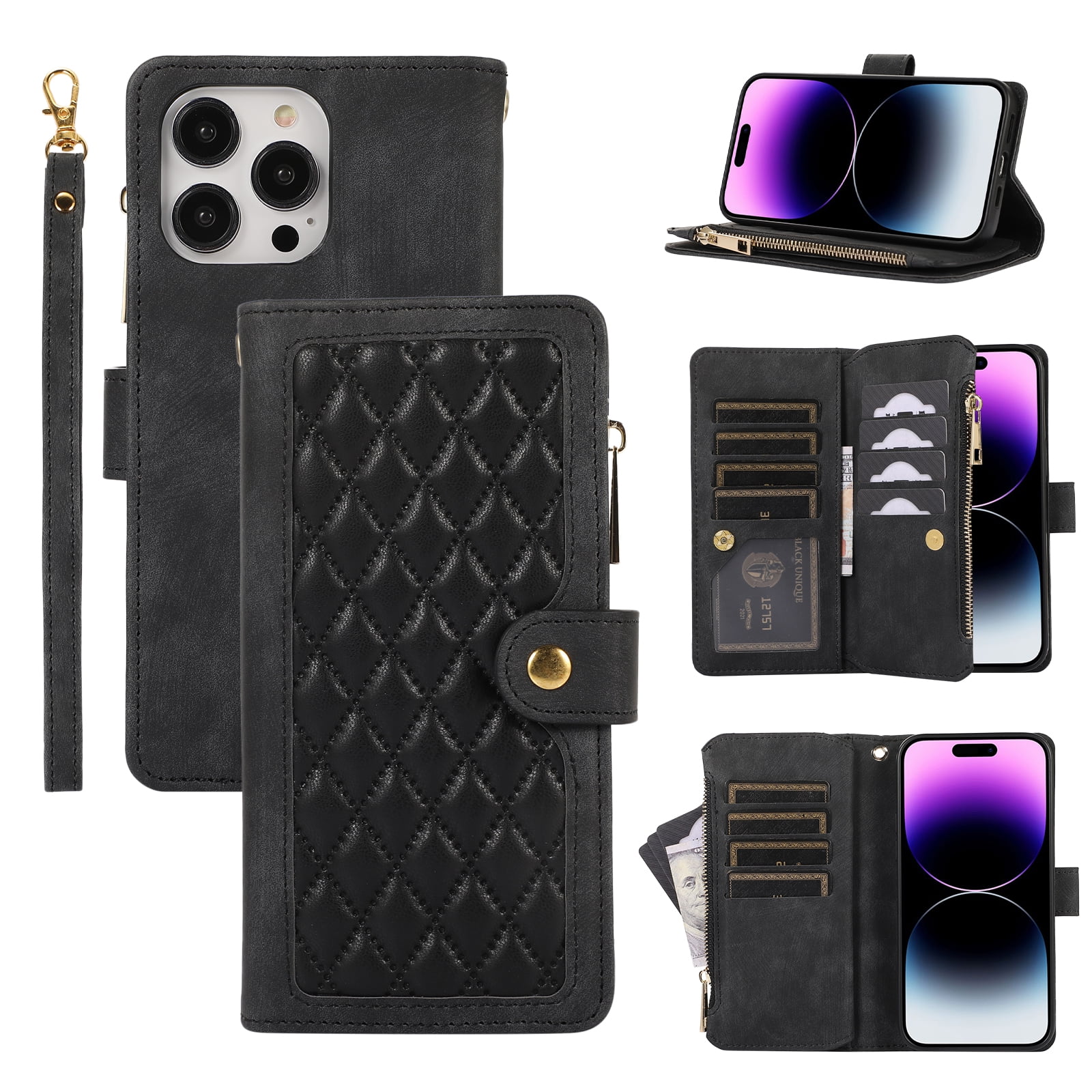 Jiahe Cover for Apple iPhone 12 / 12 Pro Wallet Case, RFID Blocking PU ...