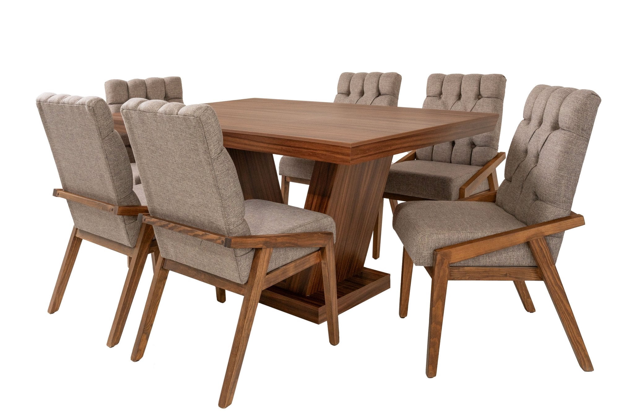 Antecomedor 6 sillas Liverpool + Paris capitonadas Parota Kessa Muebles ...