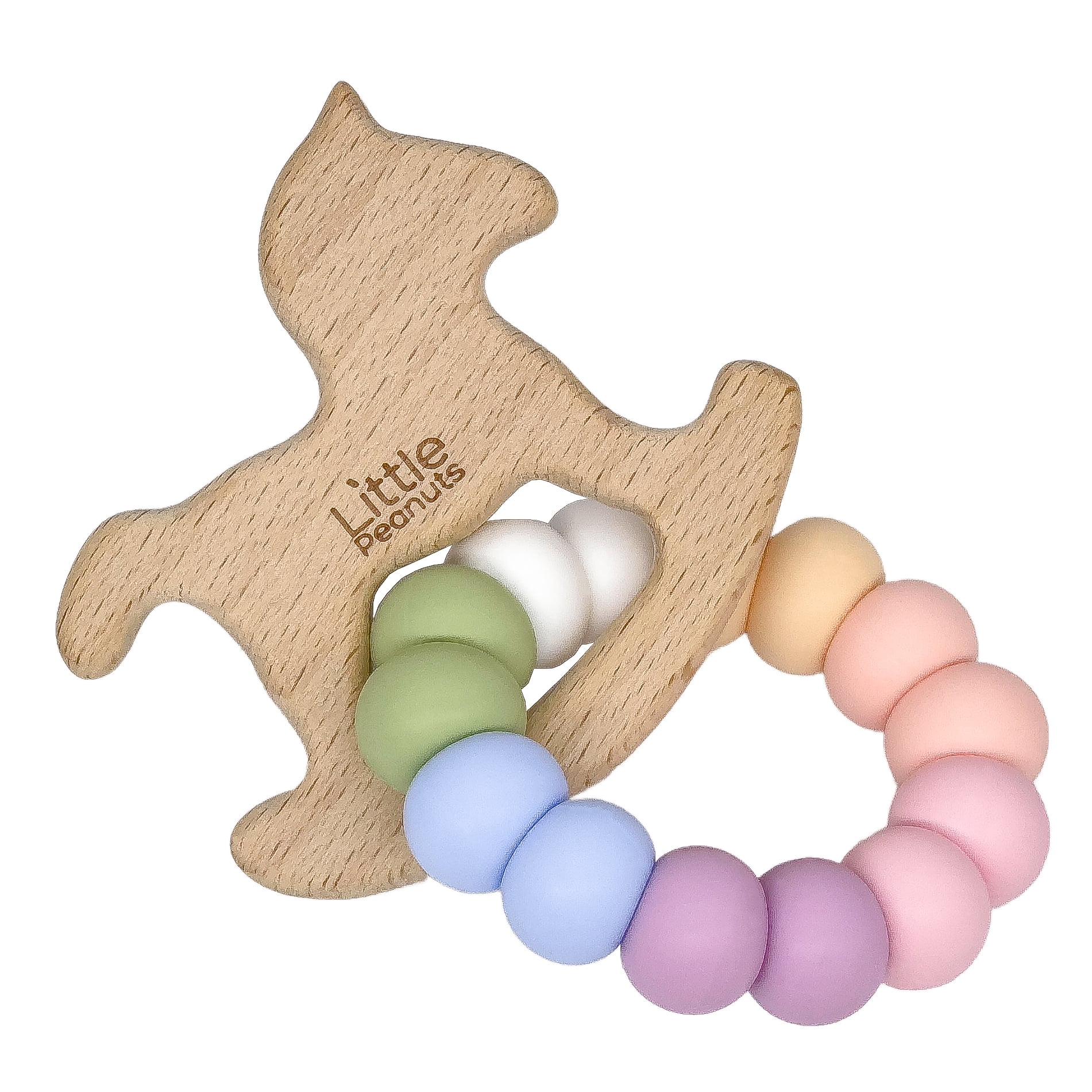 Little Peanuts Teether with Natural Beechwood and Silicone Beads ...