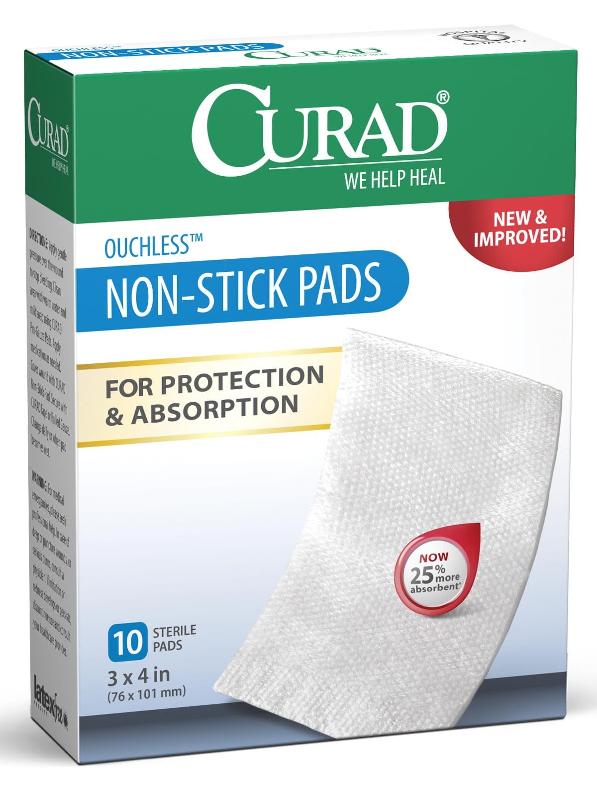 Curad - Ouchless Non-Stick Pads, 4" x 3" - Walmart.com