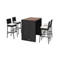 Acacia Wood Patio Dining Set 5 Pieces, Outdoor Bar Table with 4 Stools ...