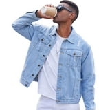 LZLER Casual Jean Jacket for Men Ripped Sports Denim Jacket - Walmart.com