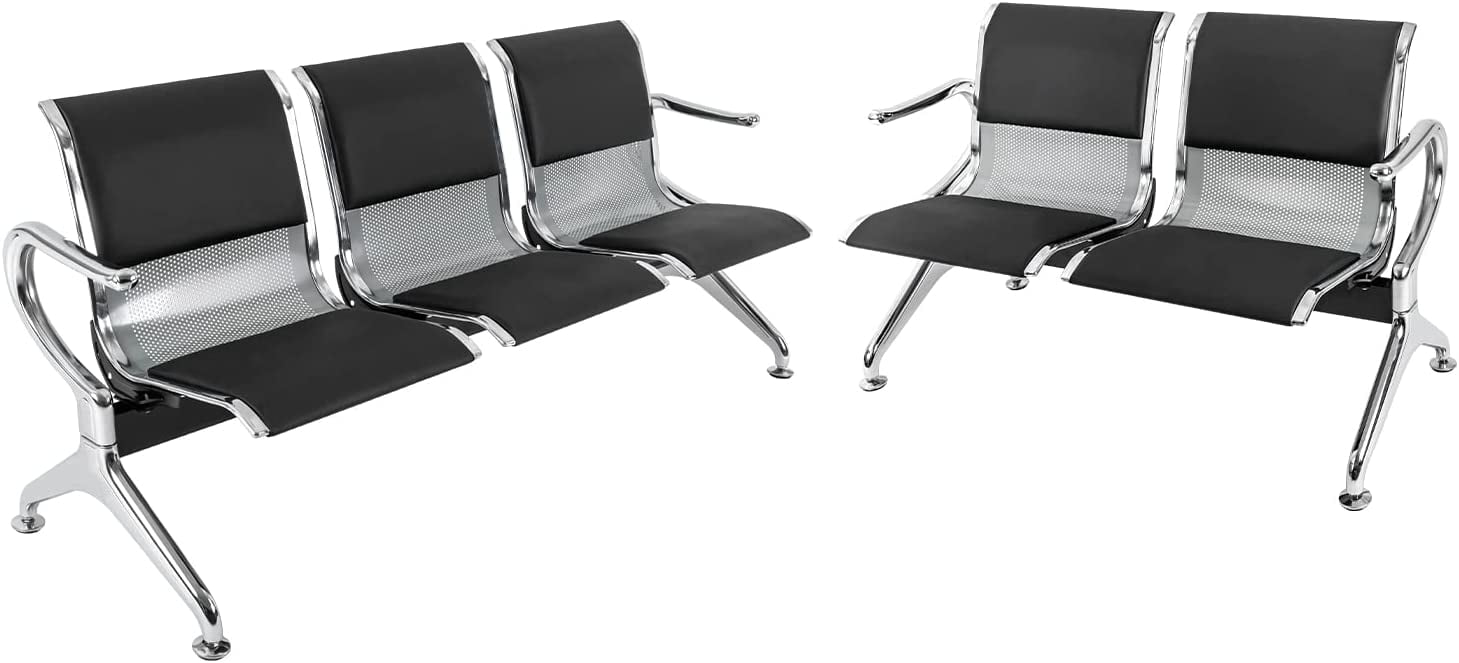 Miumaeov Waiting Room Chairs, Reception Bench with Arms, Black PU ...