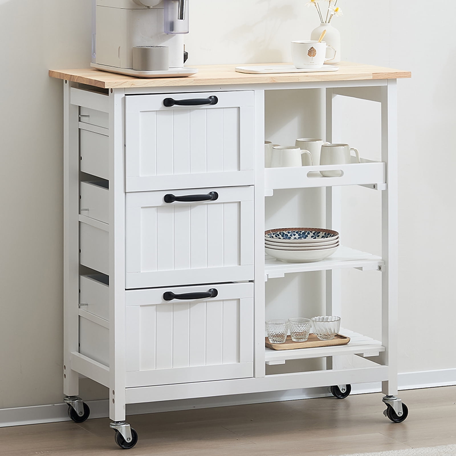 UWR-Nite Kitchen Island, Rolling Kitchen Storage Cart, 3 Tier Holders ...
