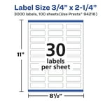 Avery Matte White Rectangle Labels, 3/4" x 2-1/4", 3,000 Total ...