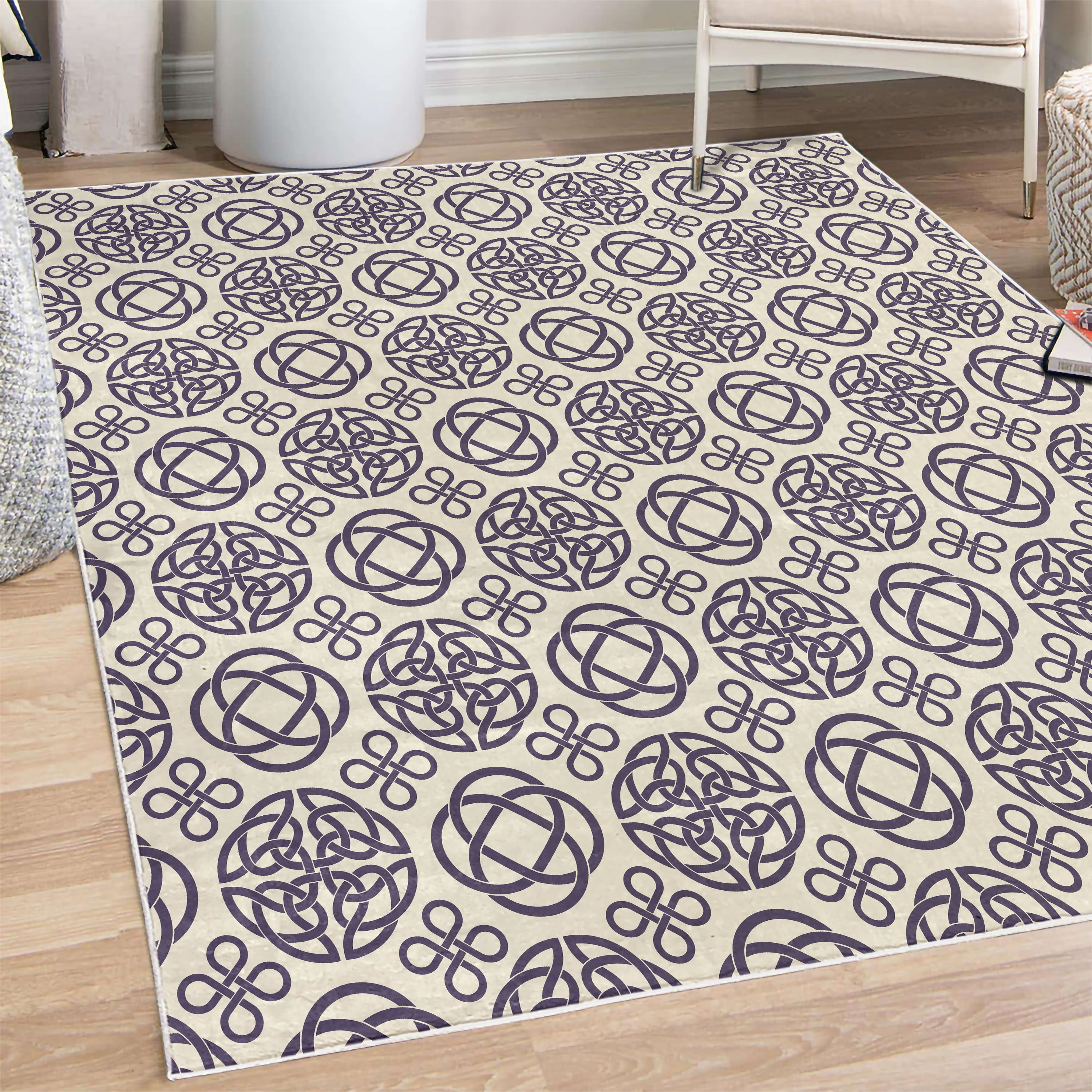 Celtic Decorative Rug, Retro Tribal Circle Knots Eternity Forms Pattern ...