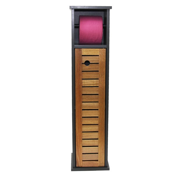Toilet Paper Holder Stand Cabinet Elements Acacia - Gray Wood - Walmart.com