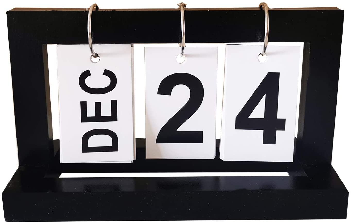 Home Décor Vintage Wood Perpetual Calendar Picture Frame Table Desk ...