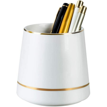 Ceramic Round Pen Holder Stand Pencil Cup Pot for Kids Desk Organizer ...