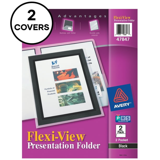 Avery Flexi-View Two Pocket Folders, 2 Black Folders (47847) - Walmart ...