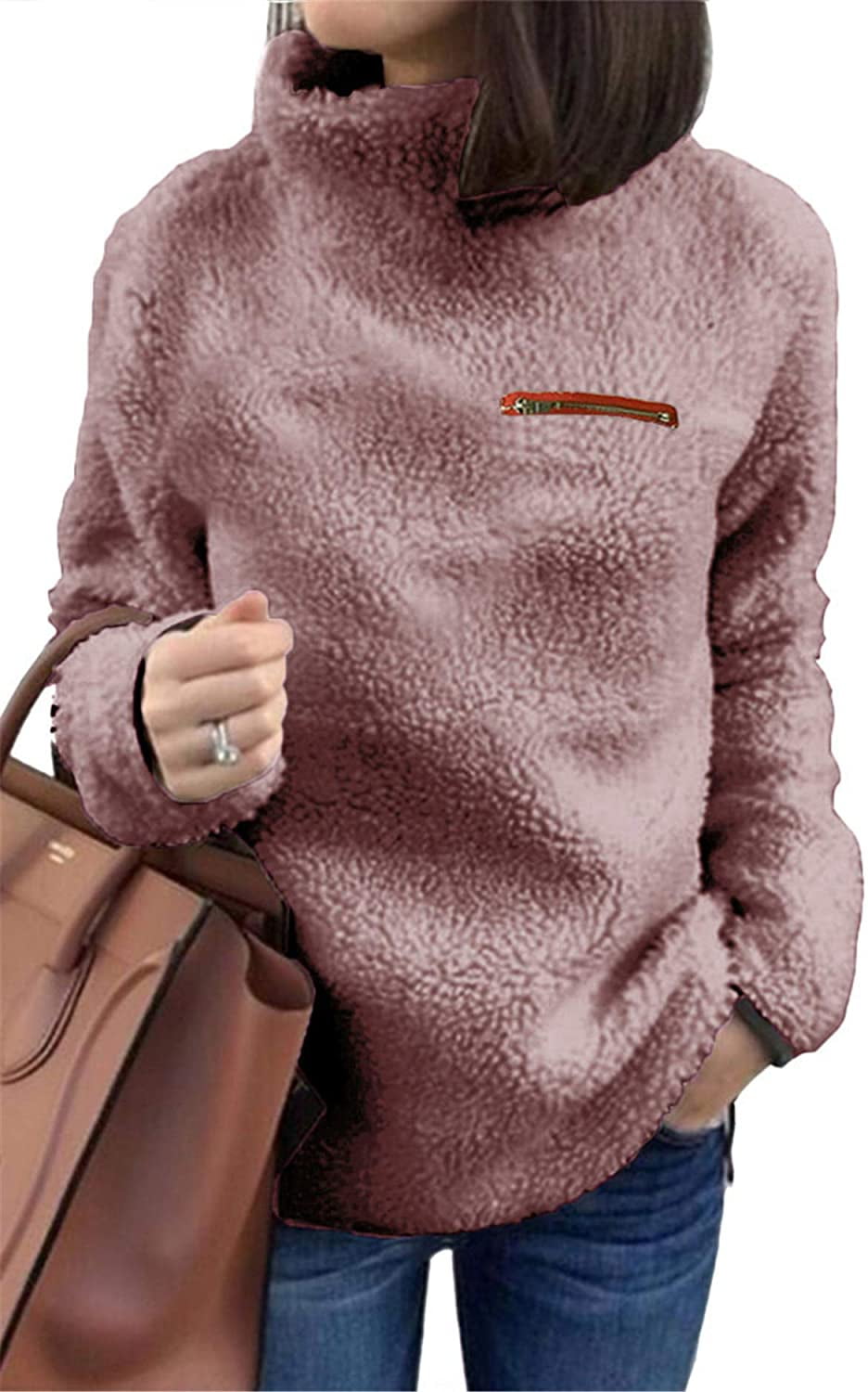 Sherpa Pullover Sweaters for Women Winter Warm Tunic Tops Sweatshirts ...