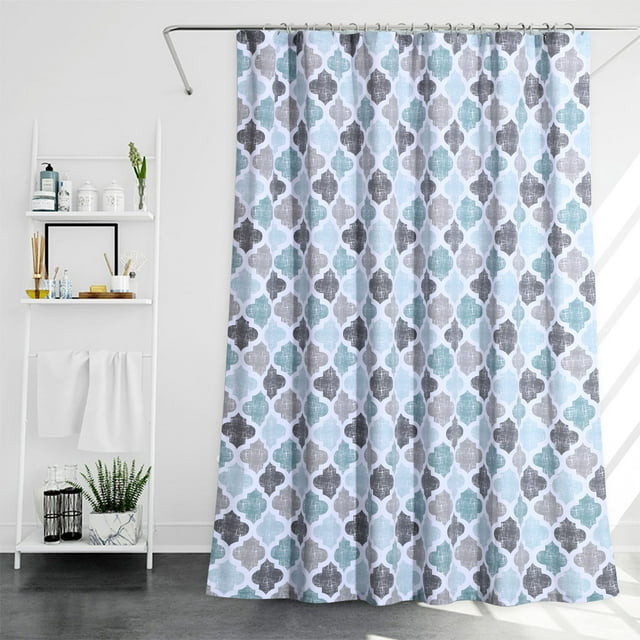 ZACOO Stall Size Shower Curtain 35 inches Width Quatrefoil Pattern Geometric Printed Cotton ...