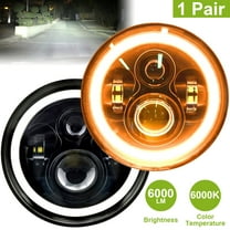 7" Round LED Headlights Halo Angle Eye for Jeep Wrangler JK LJ TJ CJ ...