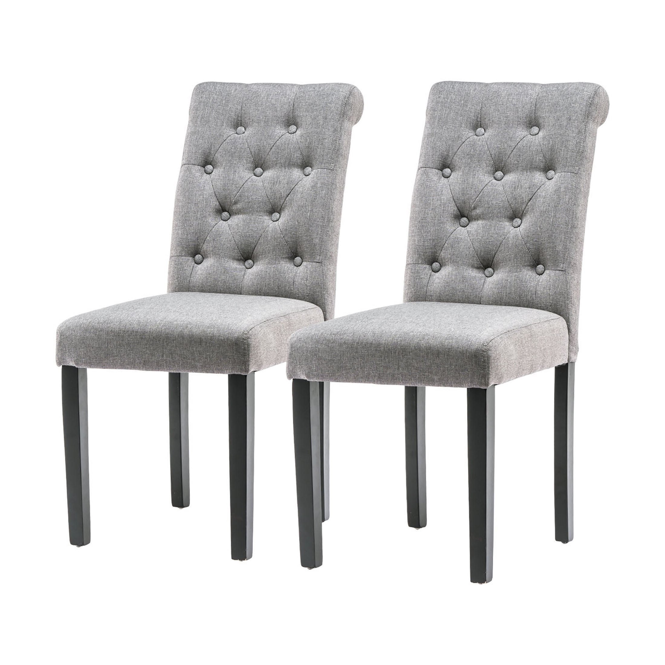 Homy Grigio Gray Fabric Mid Century Modern Upholstered Dining Chairs ...