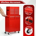 Artbros 5-Drawer Rolling Tool Chest with Detachable Box, Lockable Wheels & 4 Hooks, Red ...