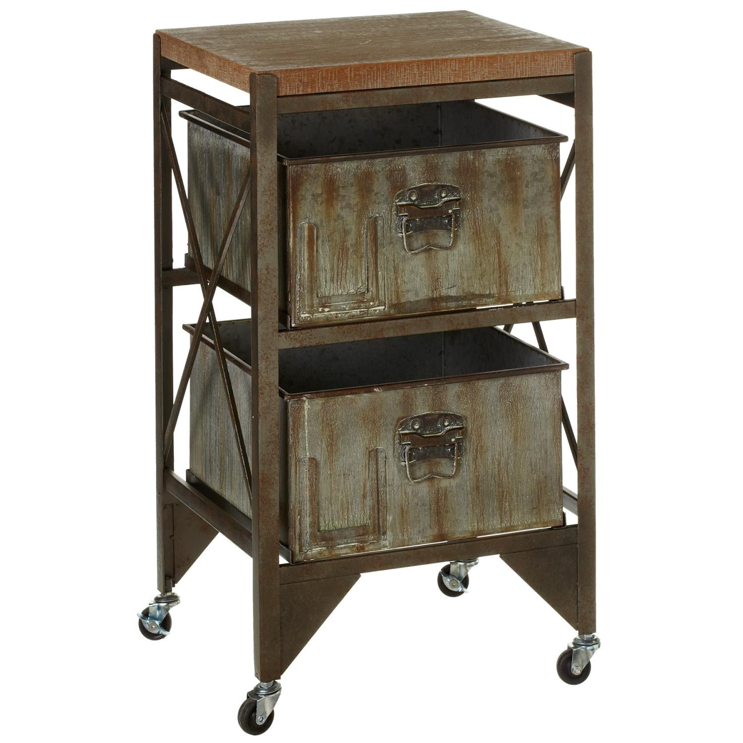 CBK Metal Rusted Wash Galvanized Two Drawer Cart 158714 - Walmart.com