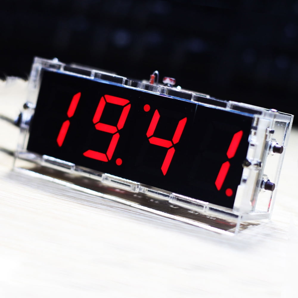 Compact 4 Digit Diy Digital Led Clock Kit Light Control Temperature Date Time Display With