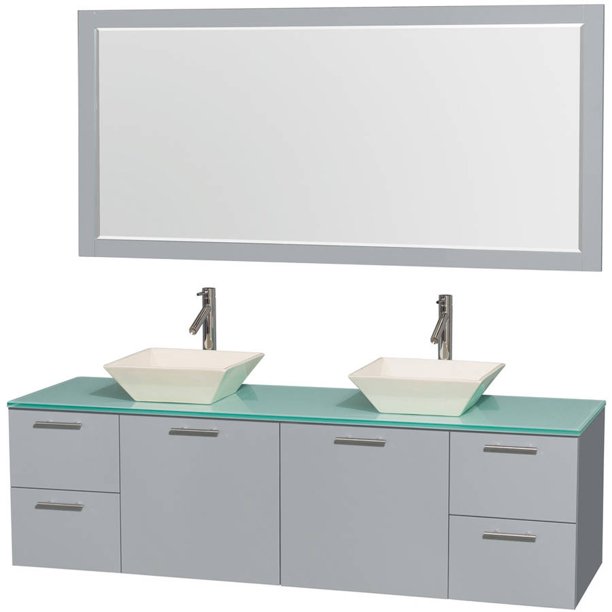 Wyndham Collection Amare 72 inch Double Bathroom Vanity in Dove Gray ...
