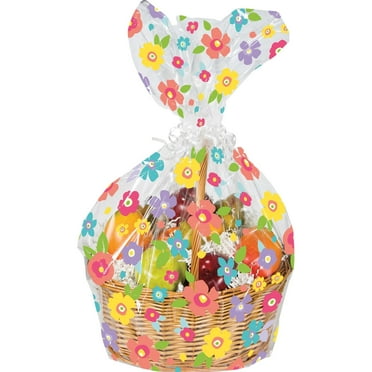 12 Count Bulk Pack Spring Floral Cello Basket Bag - Walmart.com