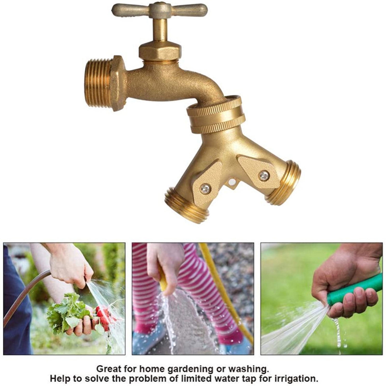 2 Way Brass Hose Splitter, 3/4 Brass Hose Connectors, Y Connector ...
