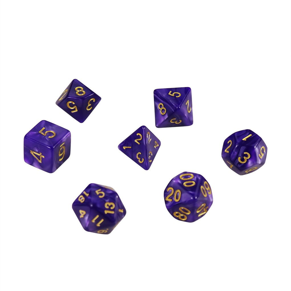 7pc/Set Digital Game Dice Fun RPG Multi-Sided Resin Polyhedral Sides ...