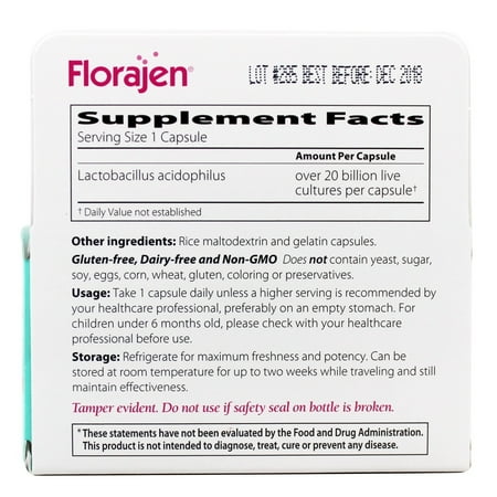Florajen - Florajen Acidophilus High Potency Probiotics - 60 Capsules ...