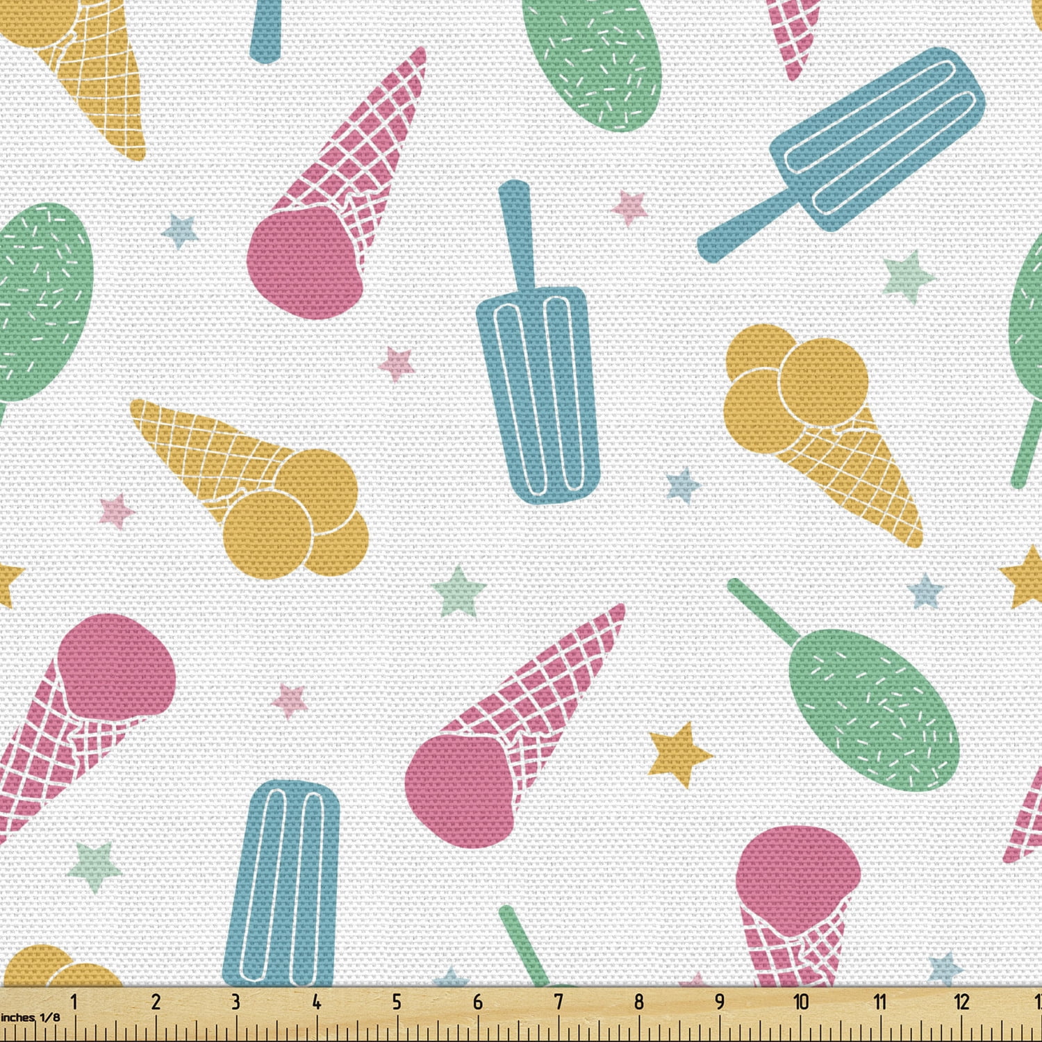 Ice Cream Sofa Upholstery Fabric by the Yard, Repetitive Star Ornaments ...