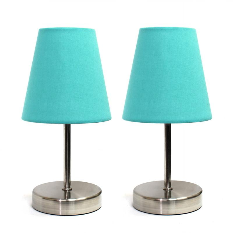 Simple Designs Sand Nickel Mini Basic Table Lamp with Fabric Shade 2 ...