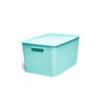 Homz Plastic Wicker Storage Boxes with Lid, Large - Walmart.com
