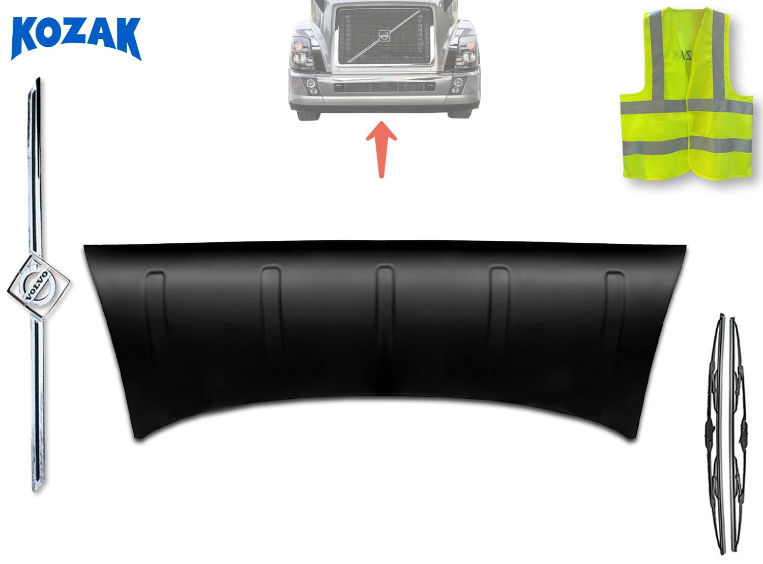 KOZAK Bumper Air Flow Deflector Center compatible with Volvo VNL 2004 ...