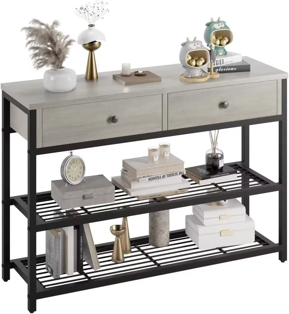 Console Table with 2 Drawers, 40 Inch Sofa Table with 3-Tier Storage ...