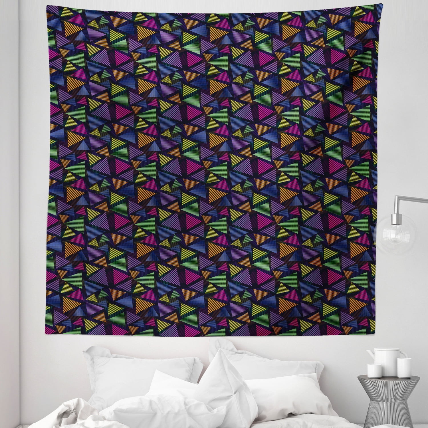 Colorful Tapestry, Pattern with Striped Triangle Shapes in Vibrant ...