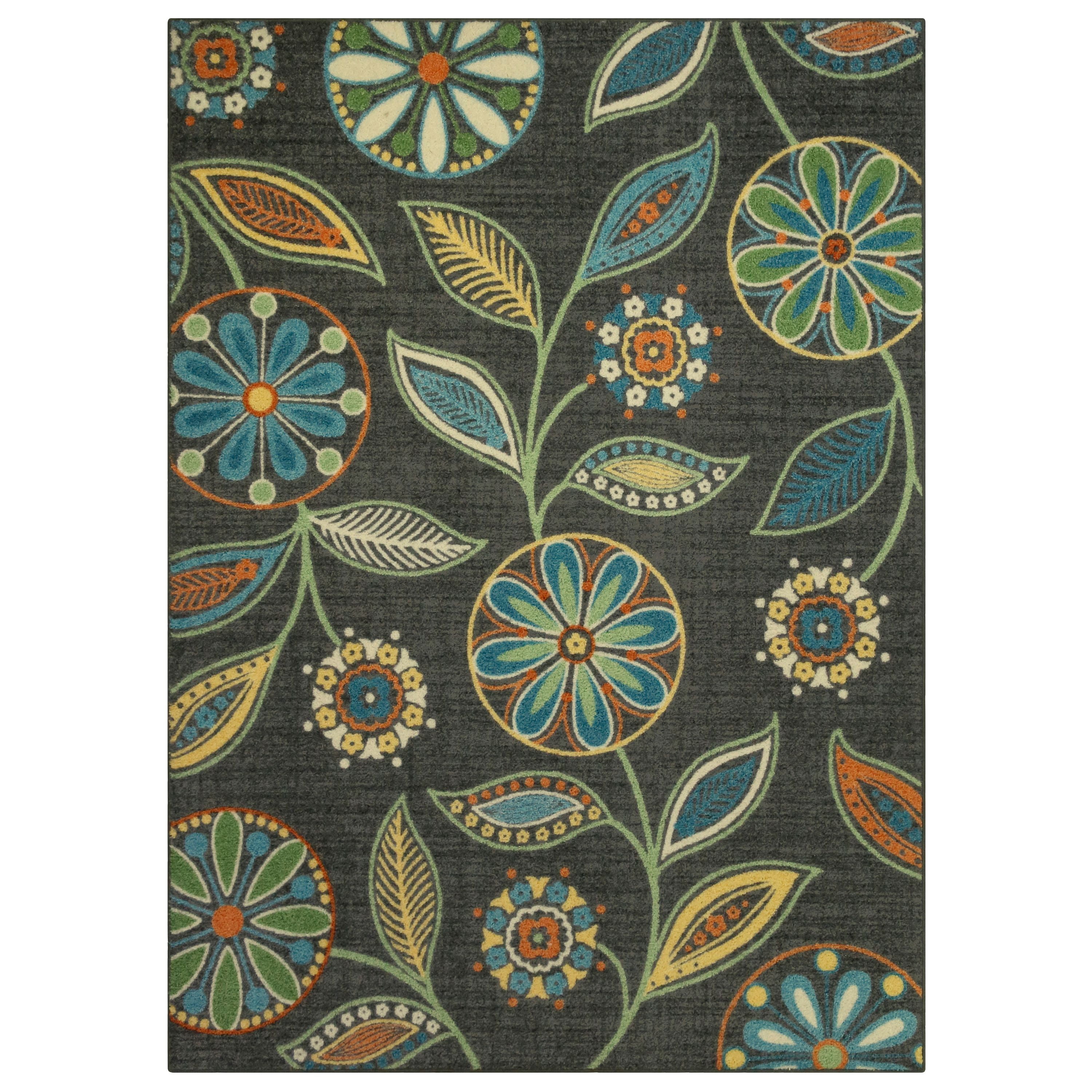 Mainstays Traditional Minerva Gray Multi Floral Area Rug, 5'x7 ...