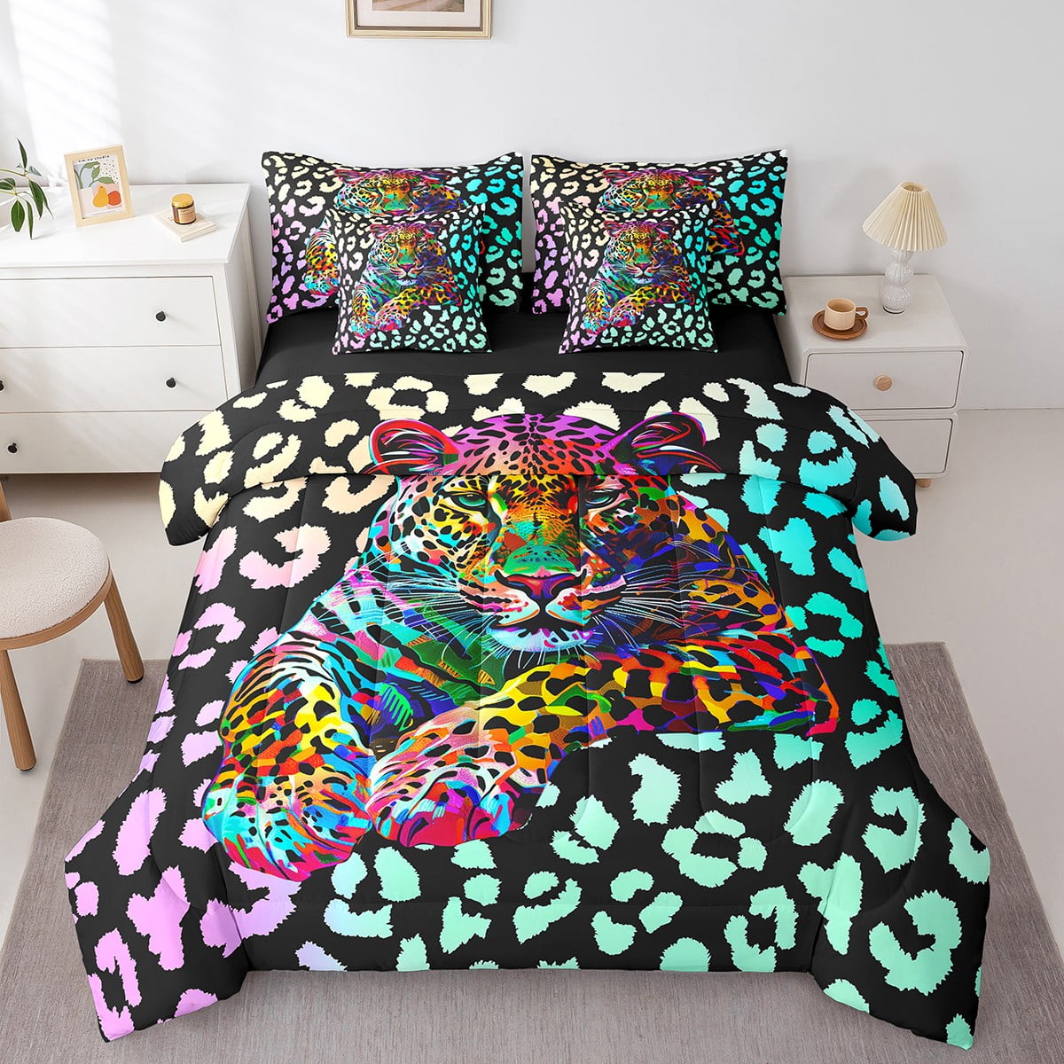 Click here for Yst Cheetah Print Bed In A Bag Full Rainbow Leopar... prices