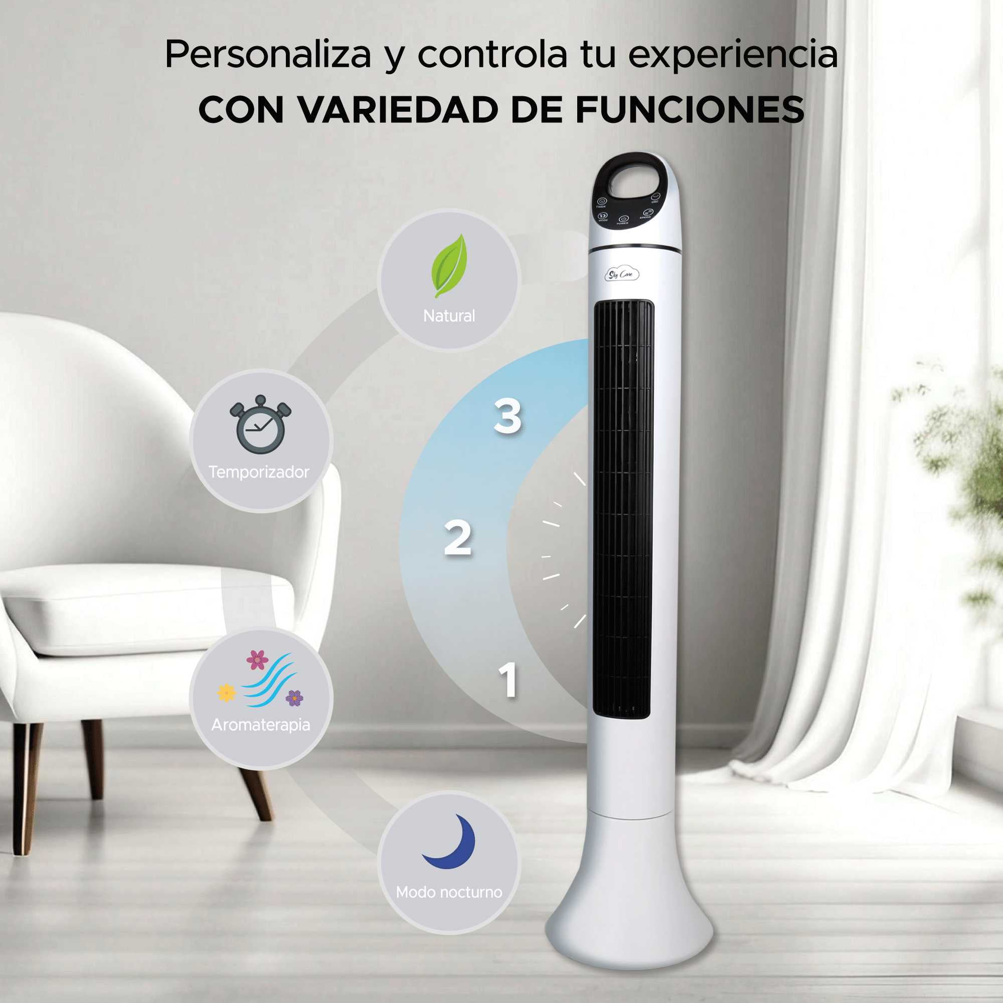 Abanico Ventilador Torre 99 Cm Sky Care Aromaterapia Control Remoto ADT01-39 Pul | Walmart en línea