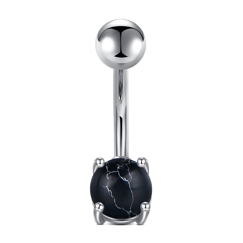 LAURITAMI Small Turquoise Stone Belly Button Ring Stainless Steel 14G ...