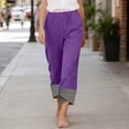 Levmjia Women's Casual Pants Solid Color Elastic Waist Check Cuff Wide ...