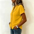 Loyisod Womens Short Sleeve Shirts Collar V Neck Collared Button Down ...