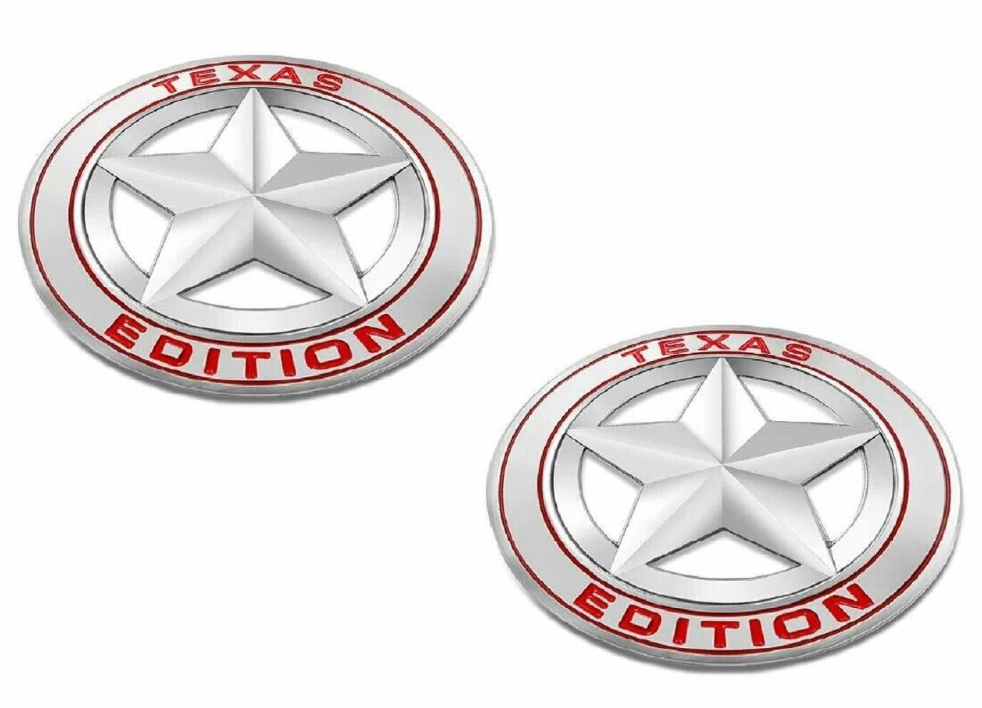 TWO- CHROME/RED Texas Edition 3" Emblems Badge Universal Stick FOR ...