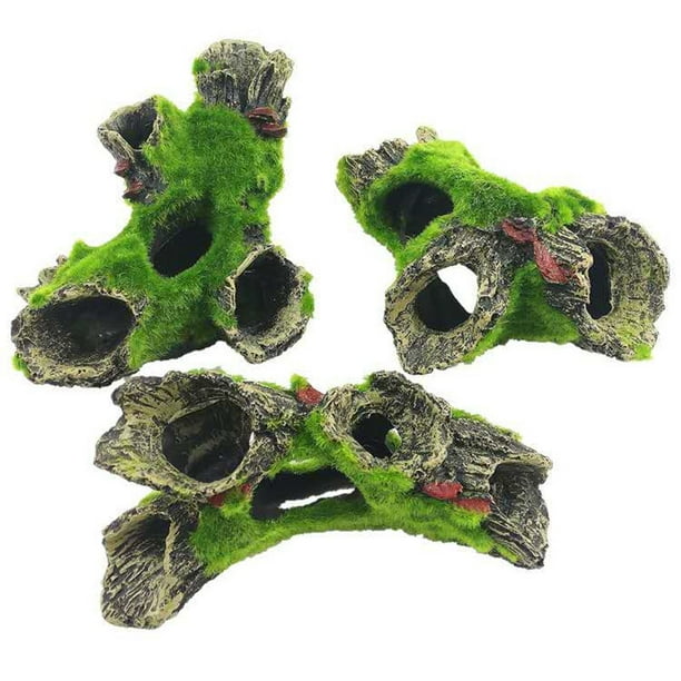 Aquarium Tree Trunk Decoration, 3 Pcs Resin Hollow Tree Trunk Ornament ...