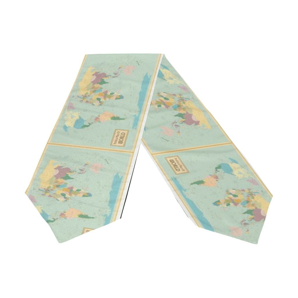 POPCreation Vintage World Map Table Runner 13x90 Inches Blue Table Top ...