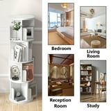 Oneinmil 4 Tier Revolving Metal & Wooden Bookshelf, 360° Spinning ...