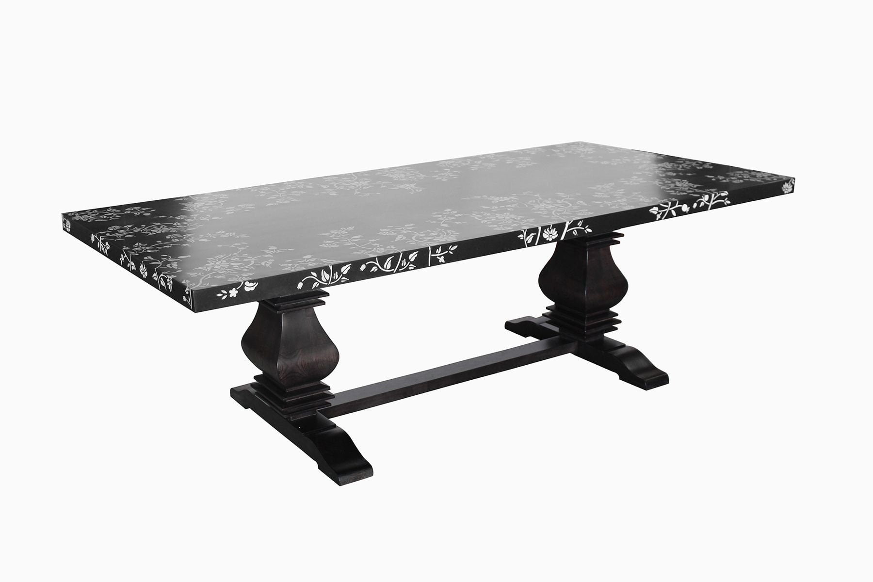 Flower bone inlay dining table black, black bone inlay dining, dining ...