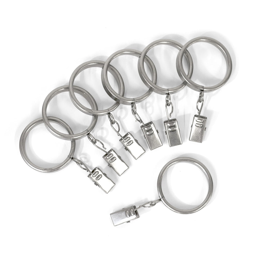 Drapery Clip Rings (Set of 7) Fits 1" Rod Plated Brushed Nickel ...