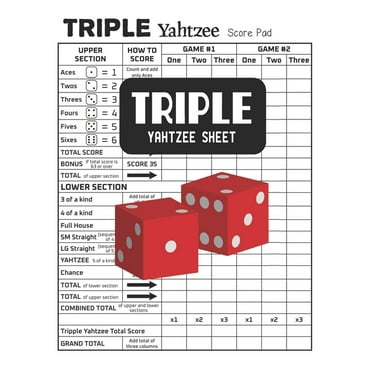 Triple Yahtzee Score Pad : Score Pads For Triple Yahtzee Game ...