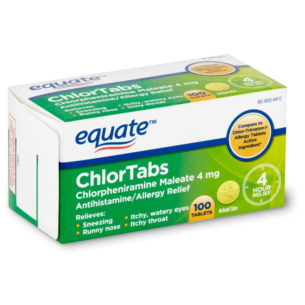 Equate ChlorTabs Tablets, 4 mg, 100 Count - Walmart.com - Walmart.com