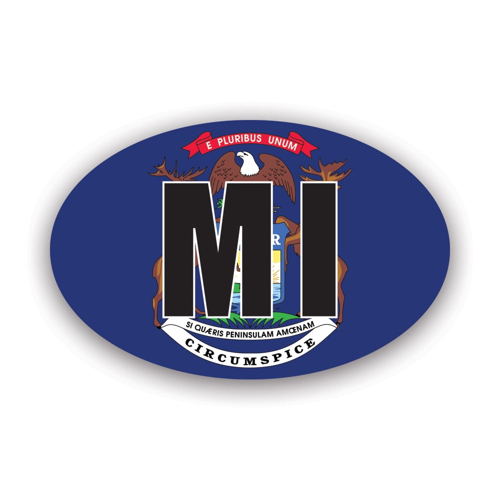 Michigan Flag Oval Sticker Decal - Self Adhesive Vinyl - Weatherproof ...
