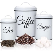 White Kitchen Canisters Set with Wooden Lids, Airtight Food Storage ...