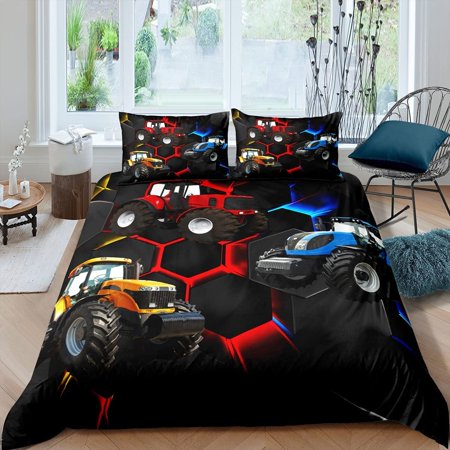 Honeycomb Hexagon Bedding Set Twin Size,Cool Excavator Truck Duvet ...